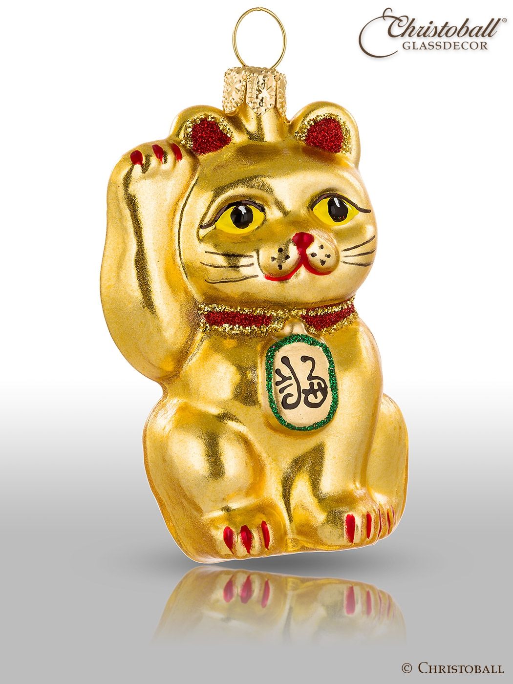 Weihnachtsform aus Glas Winkekatze, Maneki Neko – Christoball